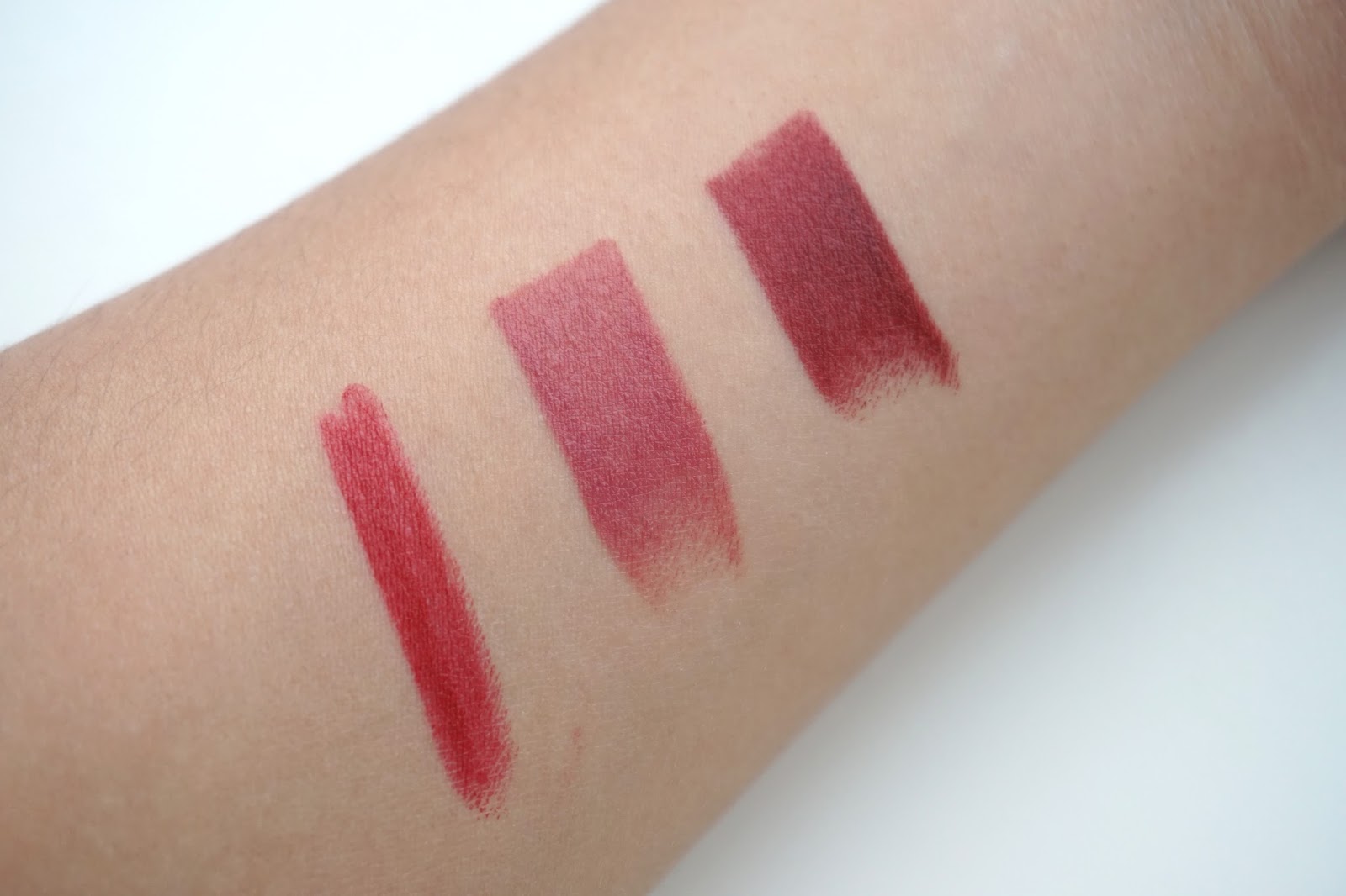 4ft8: Swatch and Review: Besame Cosmetics 1969 Dusty Rose, 1933 Merlot ...