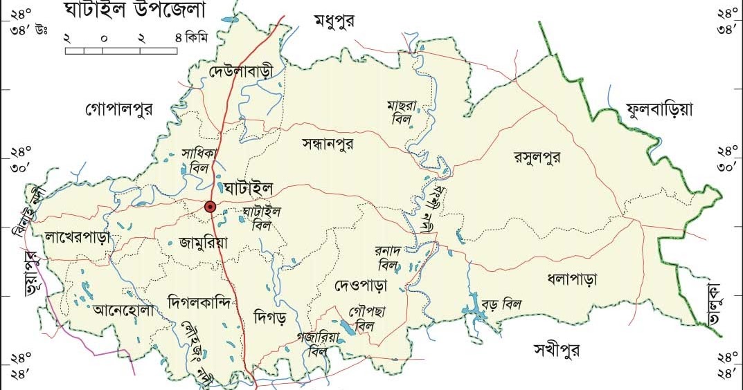 ঘাটাইল উপজেলা মানচিত্র, টাঙ্গাইল জেলা, বাংলাদেশ