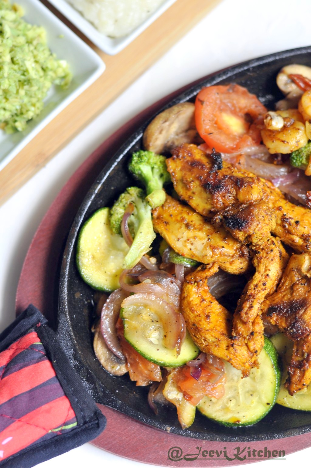 Jeevi Kitchen Chicken And Shrimp Fajita Mexican Recipe
