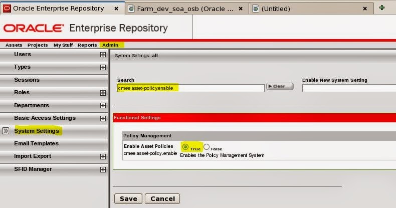 SOA & BPM - My Learnings: Enable Policy tab in Oracle Enterprise Repository