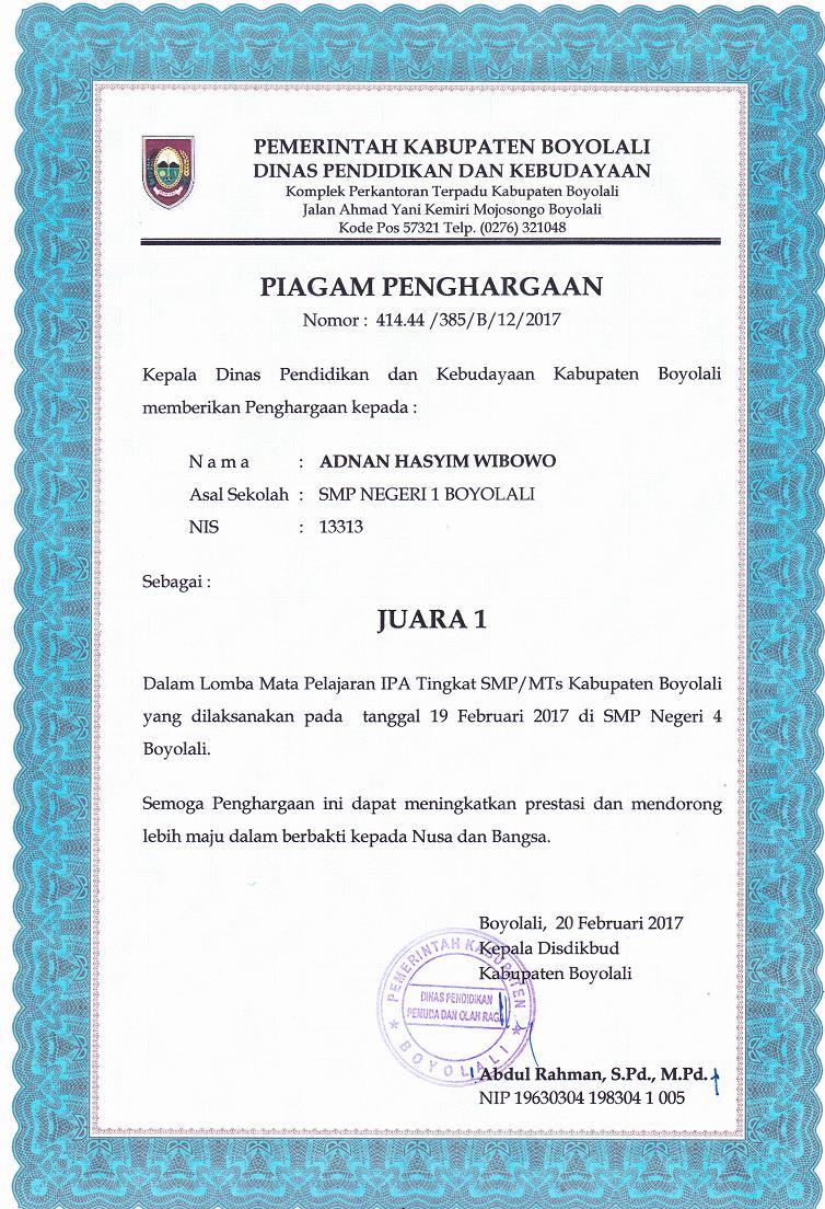 MGMP IPA SMP BOYOLALI: Sertifikat Lomba IPA SMP/MTs Kabupaten Boyolali ...