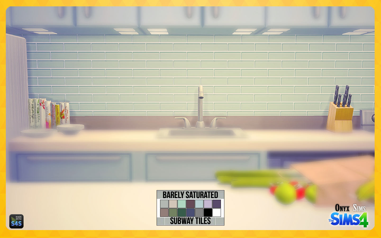 TS4 - Barely Saturated Glass Subway Tiles - Onyx Sims