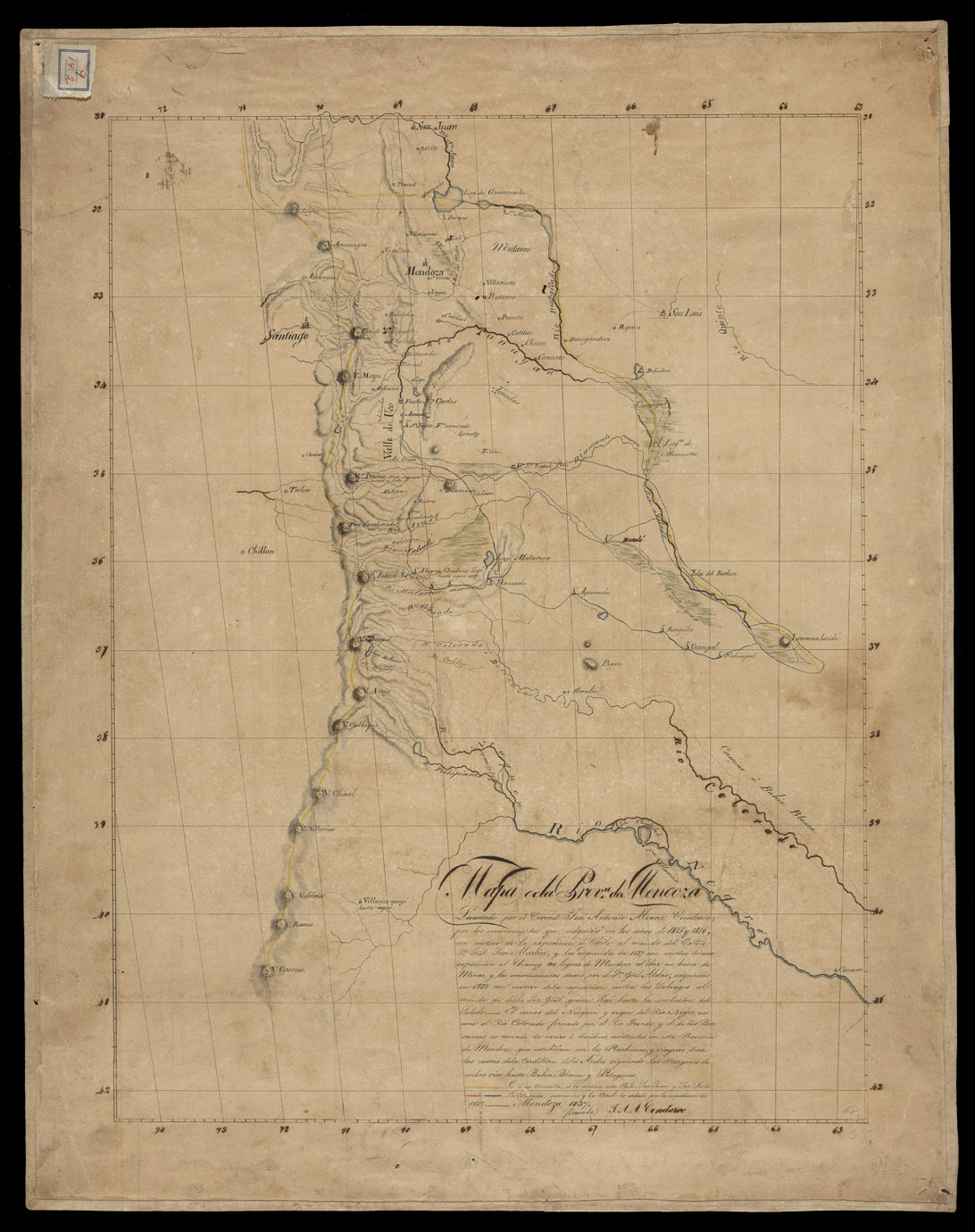 Mapa de la provincia de Mendoza [Cartográfico] año 1837 levantado por ...