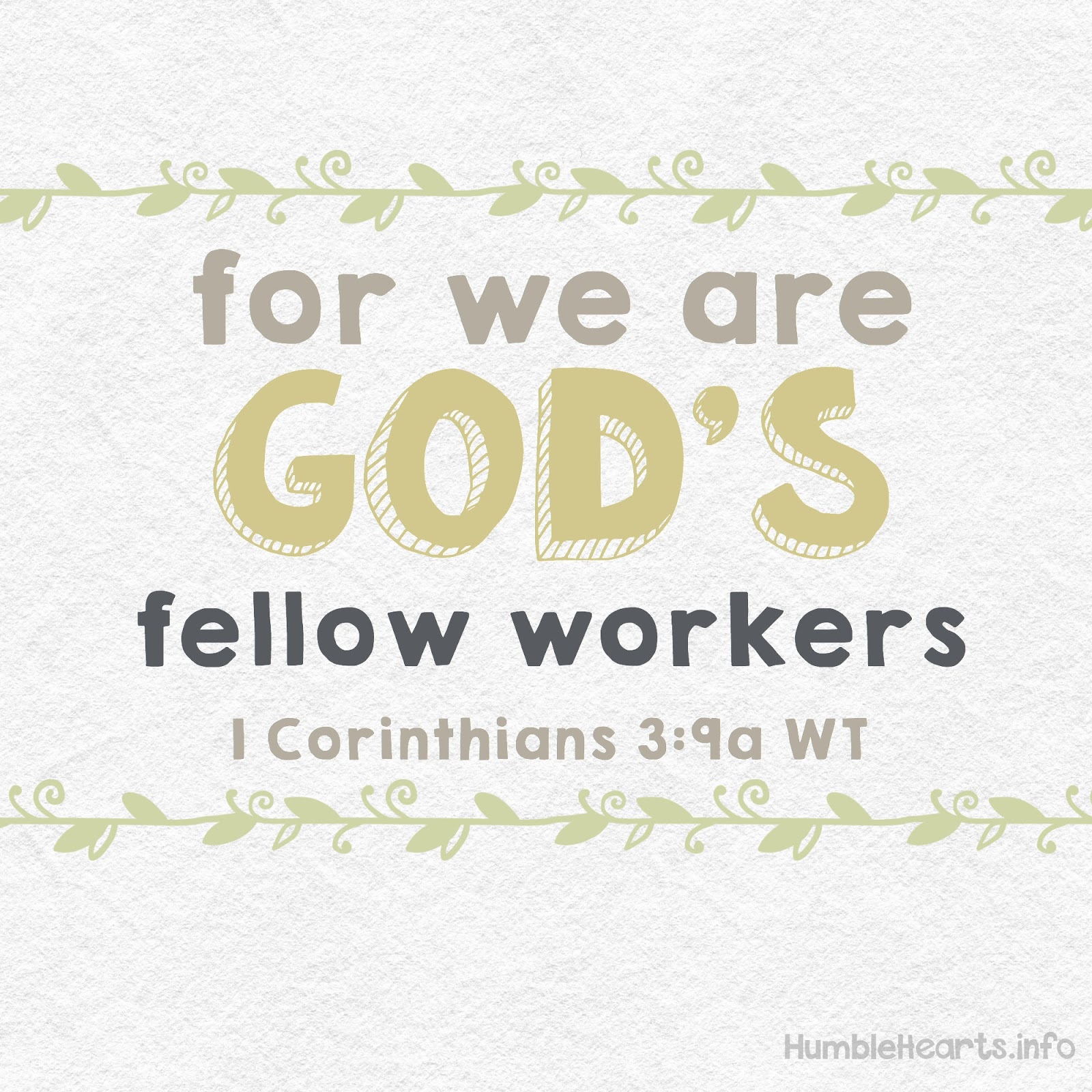 1 Corinthians 3:9 - Thursday Bible Verse For Parents | Humble Hearts