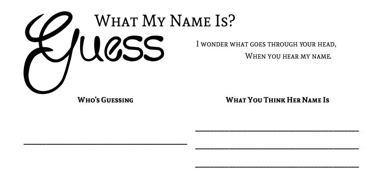 Moming About: Guess My Name: Printable Baby Book Page/Baby Shower Game