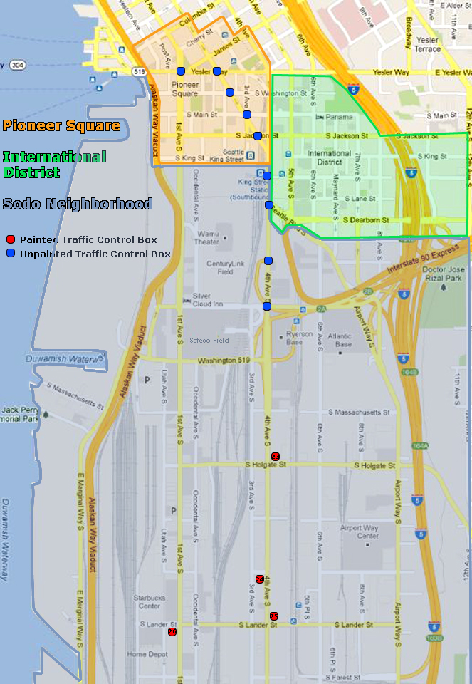 Travels with Cherri: Seattle's Painted Traffic Control Boxes Maps