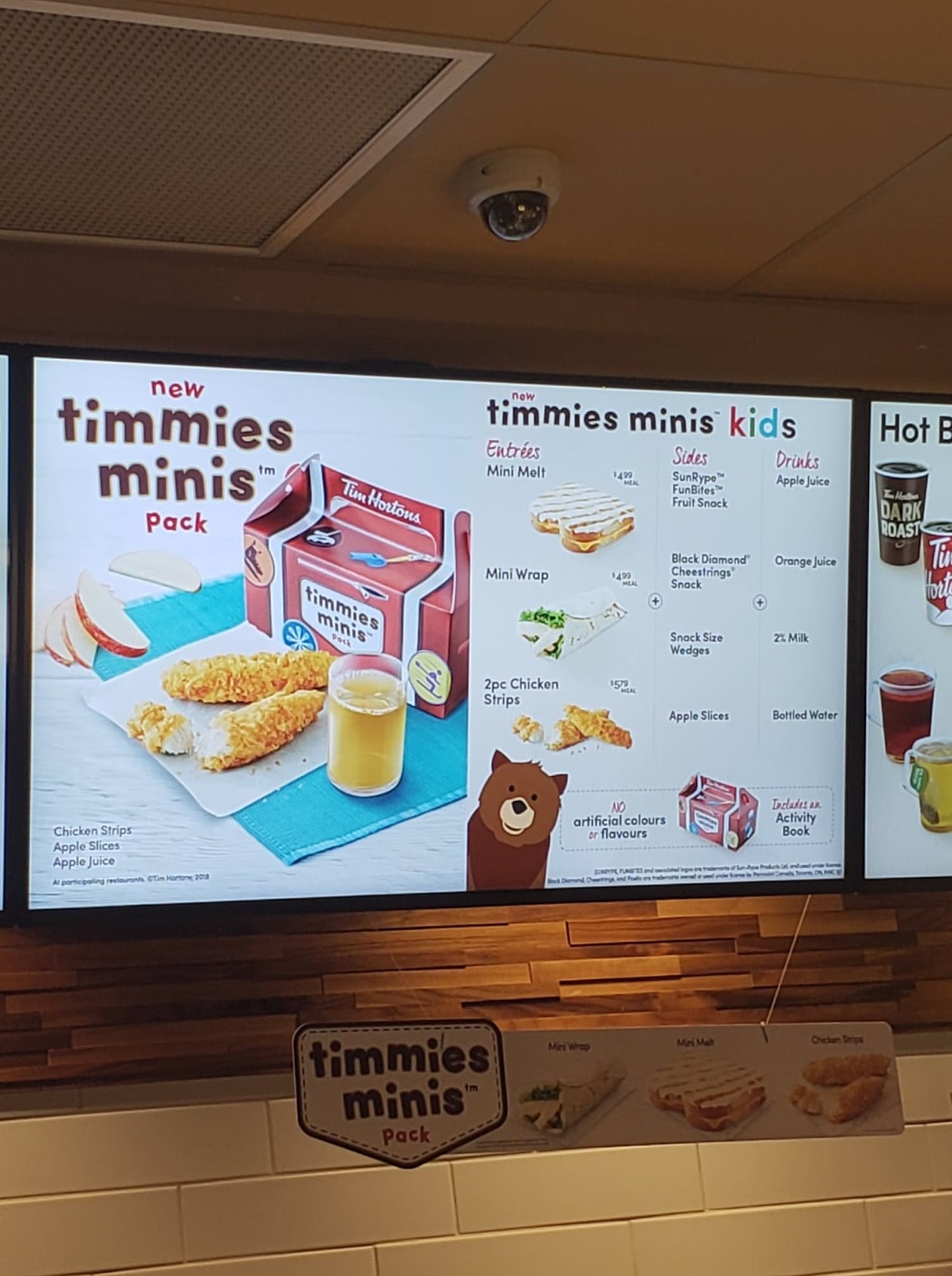 Kids Menu Canada: Tim Hortons Kids Menu is called Timmies Minis