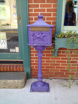 postmarked with love.: purple mailbox.