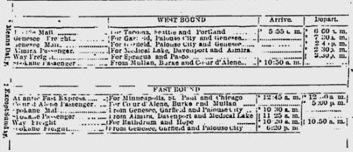 Big Bend Railroad History: Early NP Timetable