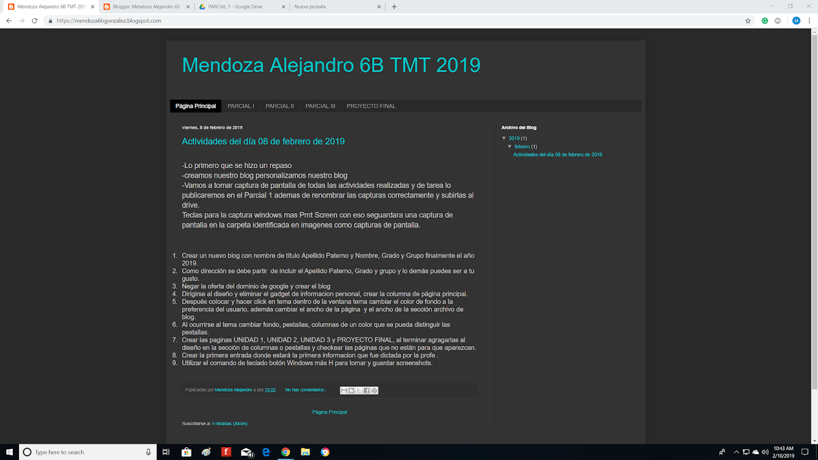 Mendoza Alejandro 6B TMT 2019: PARCIAL I