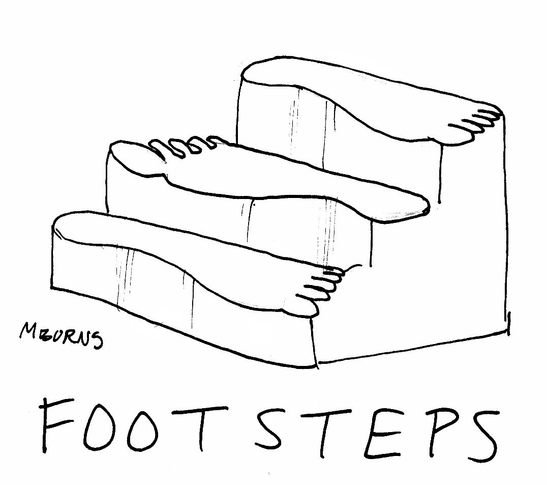 "Comic Strip" by Mike Burns: Fire Drill, Footsteps , Left Behind