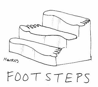 "Comic Strip" by Mike Burns: Fire Drill, Footsteps , Left Behind