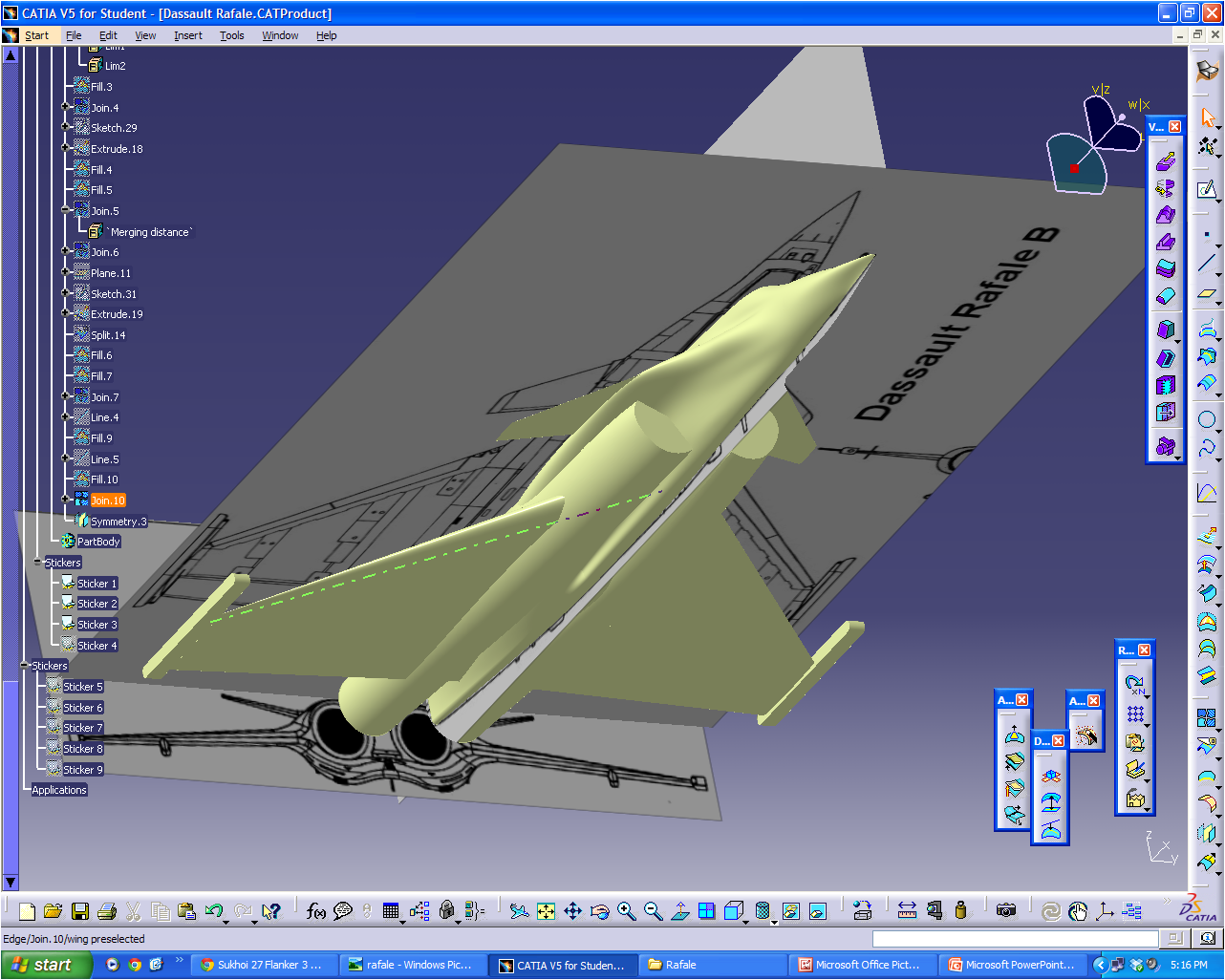 my catia V5: Dassault Aviation Rafale 3 Plan View Reverse Engineering