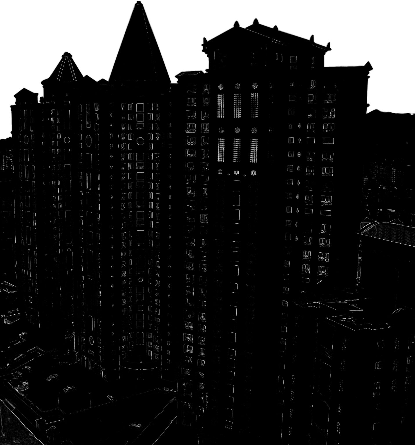 Stock Pictures: Skyscraper silhouettes and illustrations