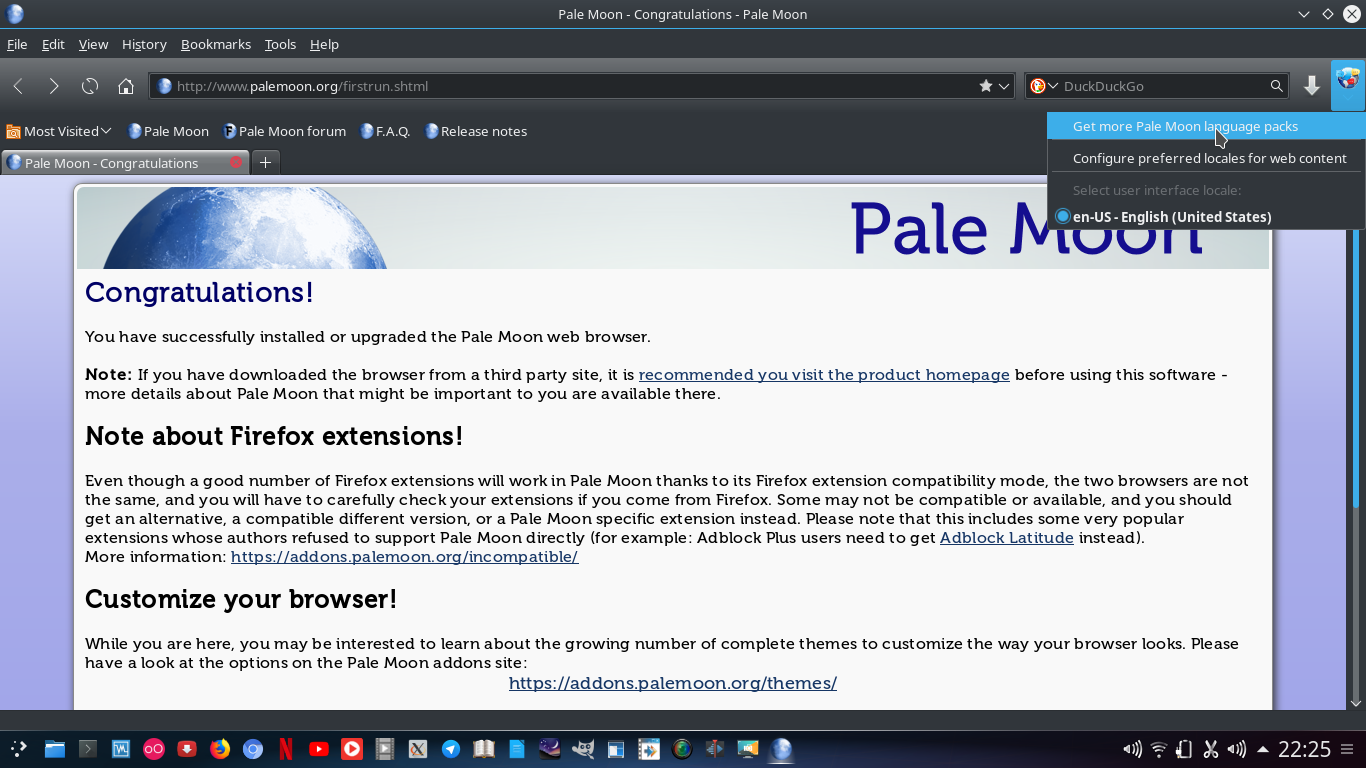 Navegador Pale Moon 28 no seu GNU/Linux