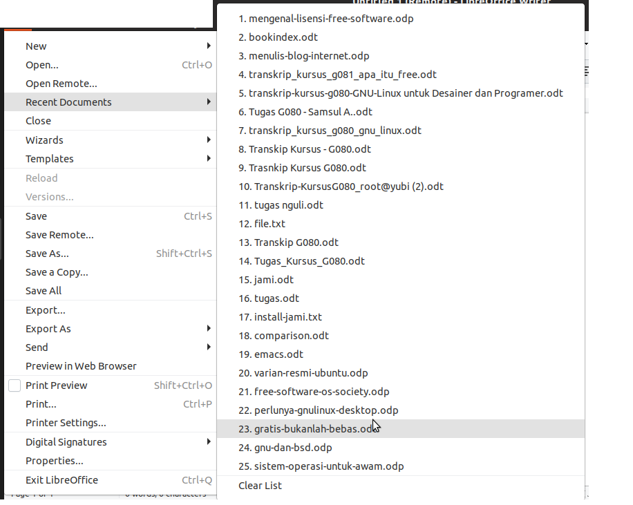 Libreoffice Writer The User Interface
