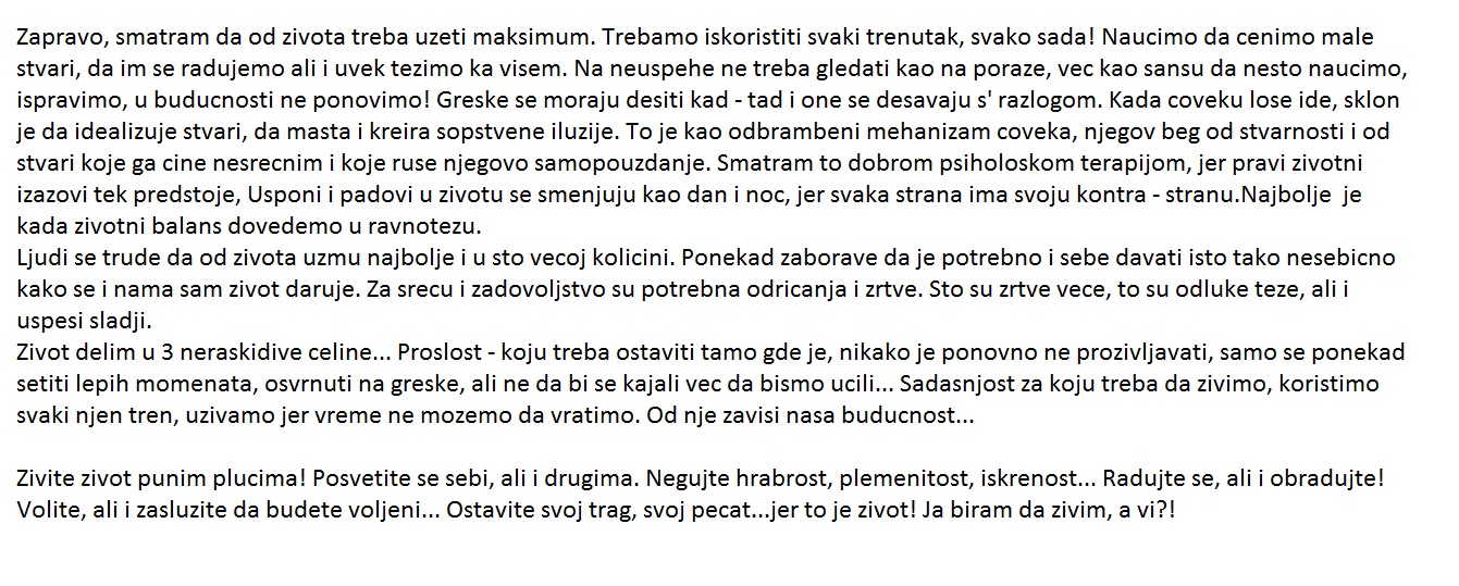 Zivot | Sastav - Pismeni Sastav iz srpskog