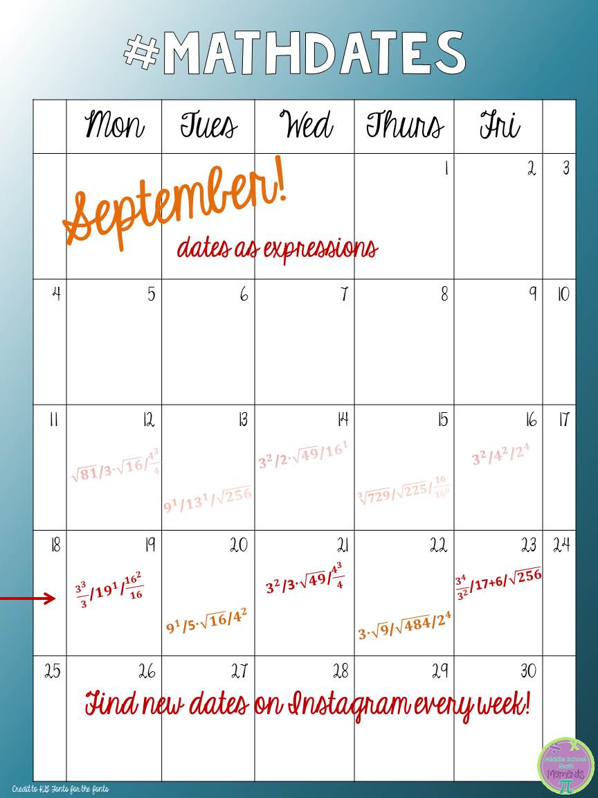 Math Dates 9/19-9/23/16