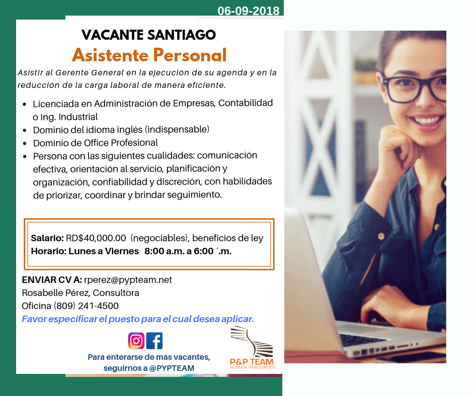 ASISTENTE PERSONAL BILINGUE, SANTIAGO Empleos Rodriguez Empleos Rodriguez