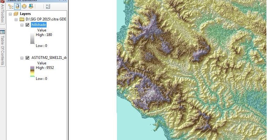 Membuat efek 3D dengan Hillshade pada Arcgis 10.3 - Belajar Arcgis