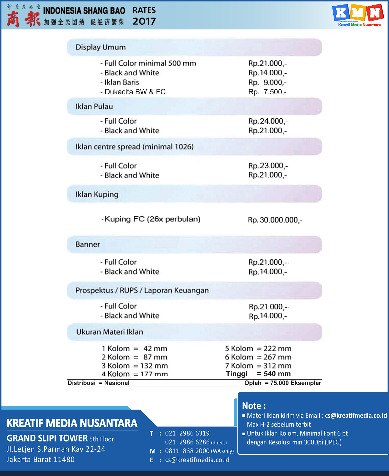 TARIF IKLAN SHANG BAO INDONESIA | Shang Bao Newspaper - KREATIF Media ...