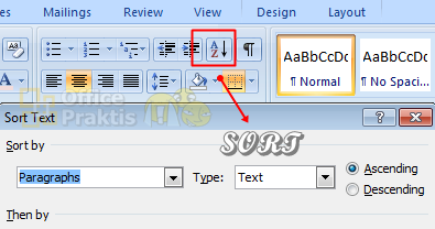 Fungsi Sort & Show Paragraph Marks di Ms. Word - Office Praktis