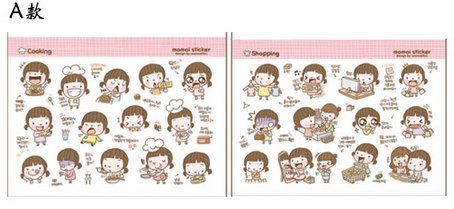 Kawaii House: Kawaii Momoi decorative plastic sticker(RM 4/pack)