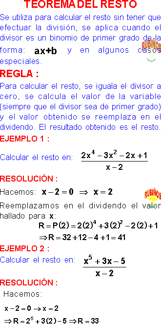 DIVISIÓN ALGEBRAICA DE POLINOMIOS EJEMPLOS Y EJERCICIOS RESUELTOS DE ...