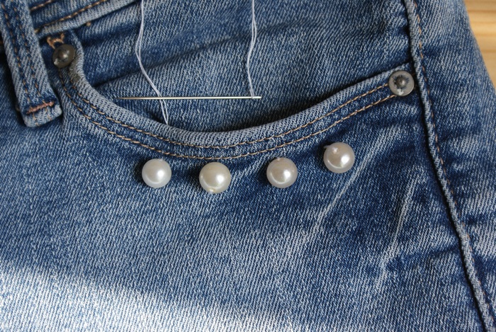 DIY PEARL EMBELLISHED JEANS - Francine's Place Blog
