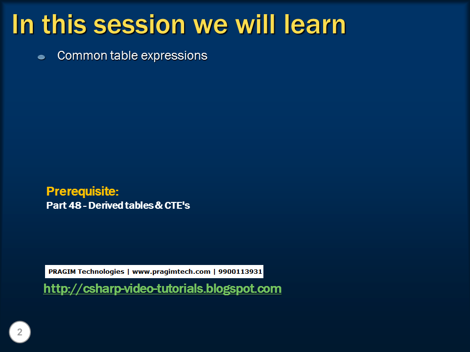 Sql Server And C Video Tutorial Part 49 Cte