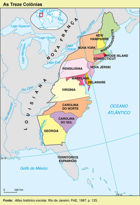 História Pública: As Treze Colônias - Mapas
