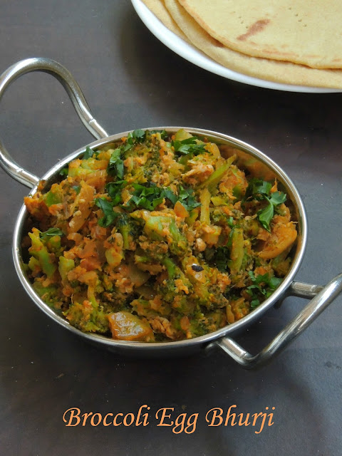 Priya's Versatile Recipes: Broccoli Egg Bhurji/ Broccoli Mutta Bhurji