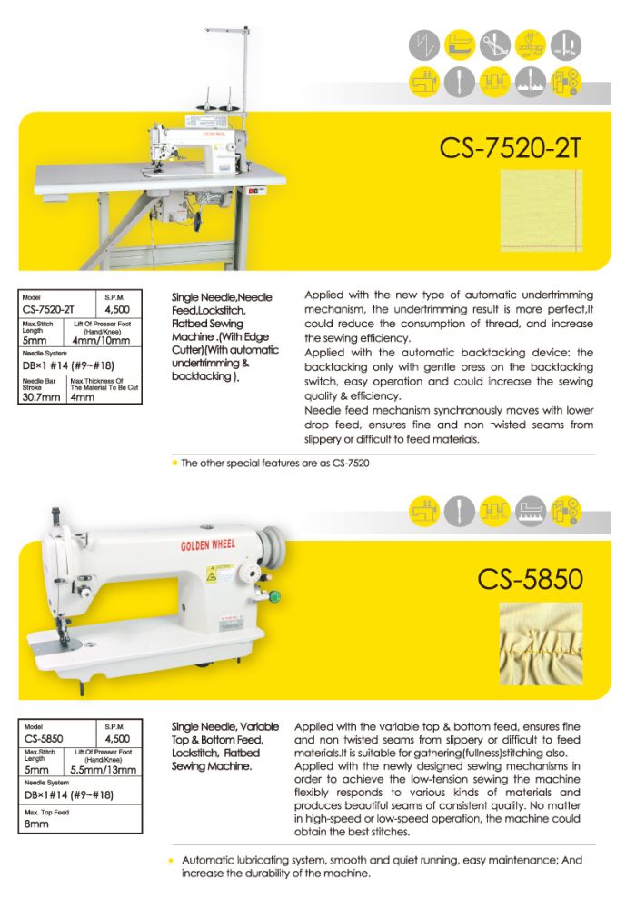 SEW HUB: Golden Wheel CS-7520-2T & CS-5850