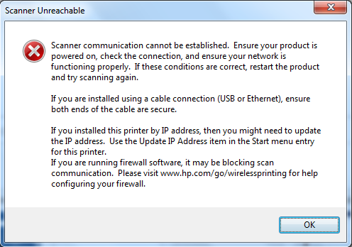 Scanner not Working - HP