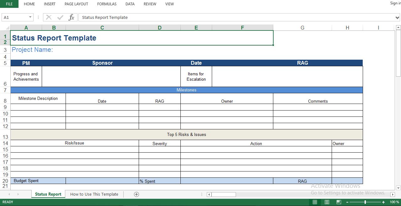 Status report template - Software engineering