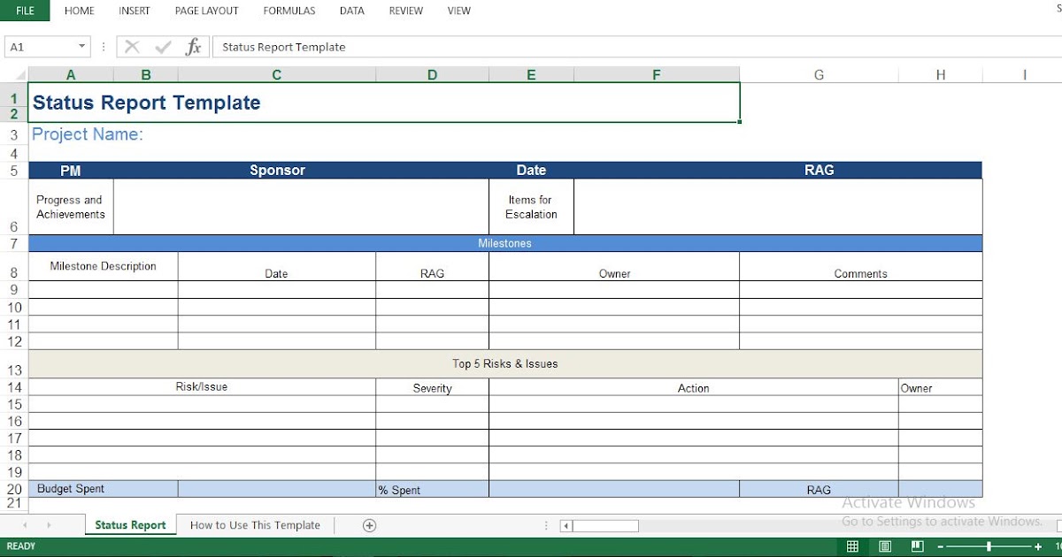 Status report template - ENGINEERING MANAGEMENT