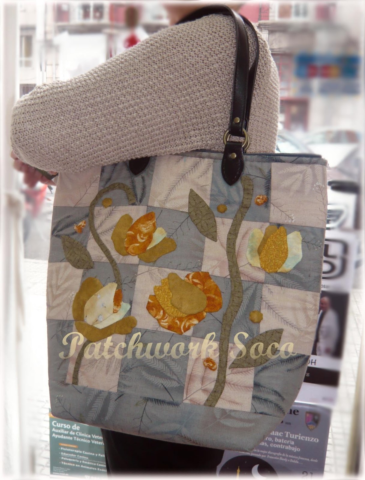 Patchwork Soco: Bolso con tulipanes y monedero