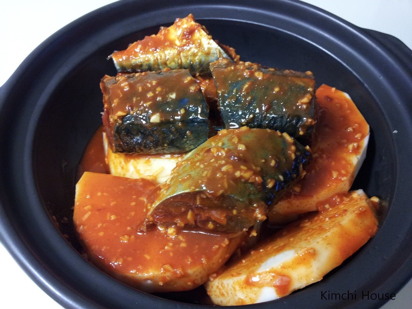 Kimchi House: "Godeungeo-jorim" Braised mackerel with radish in red ...
