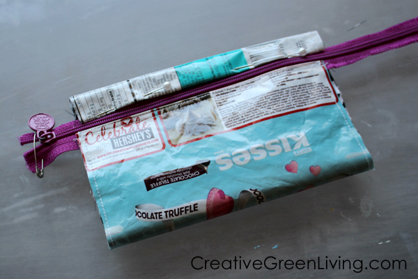 Recycled Candy Wrapper Zipper Pouch Tutorial | Creative Green Living
