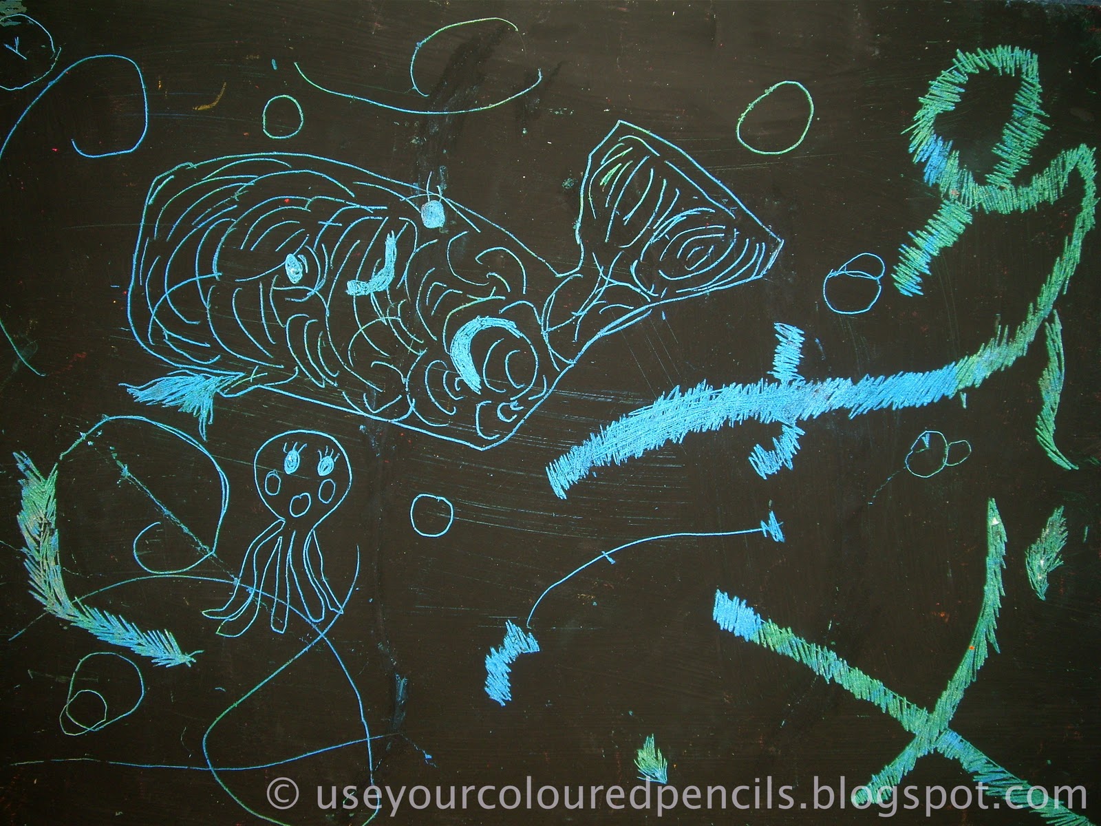 Use Your Coloured Pencils: Scratch Art Whales