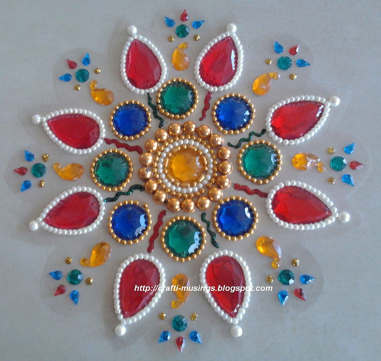 Crafti Musings..: Sparkling Kundan Rangoli # 2