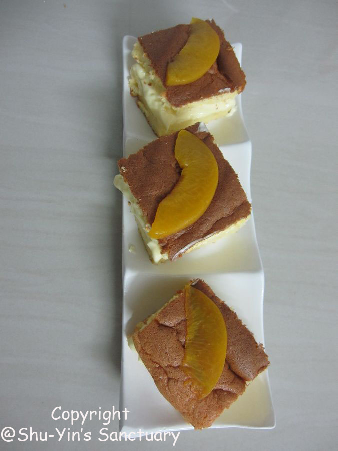 Shu-Yin's Sanctuary: Peach Chiffon Slice with Swiss Meringue Buttercream