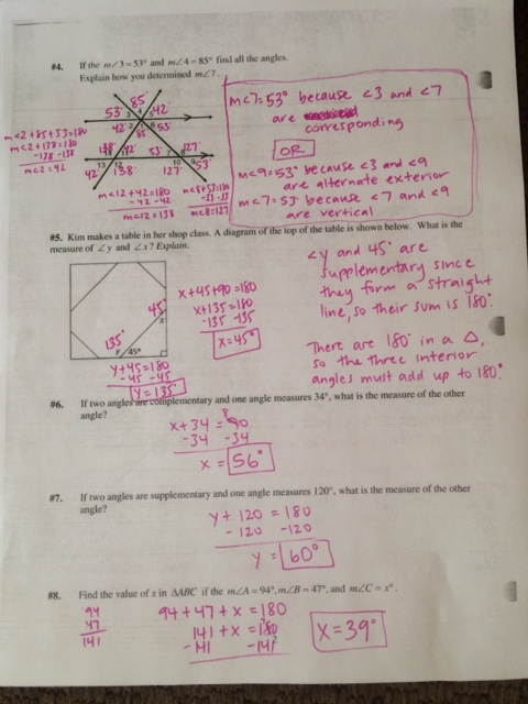 Math with Gunderson : Math 8 Review Answers
