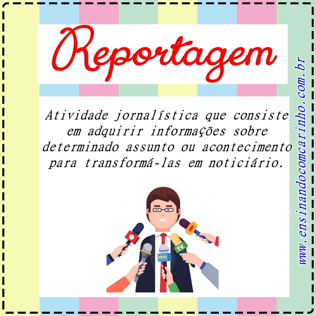 Cartazes lúdicos dos gêneros textuais com suas definições