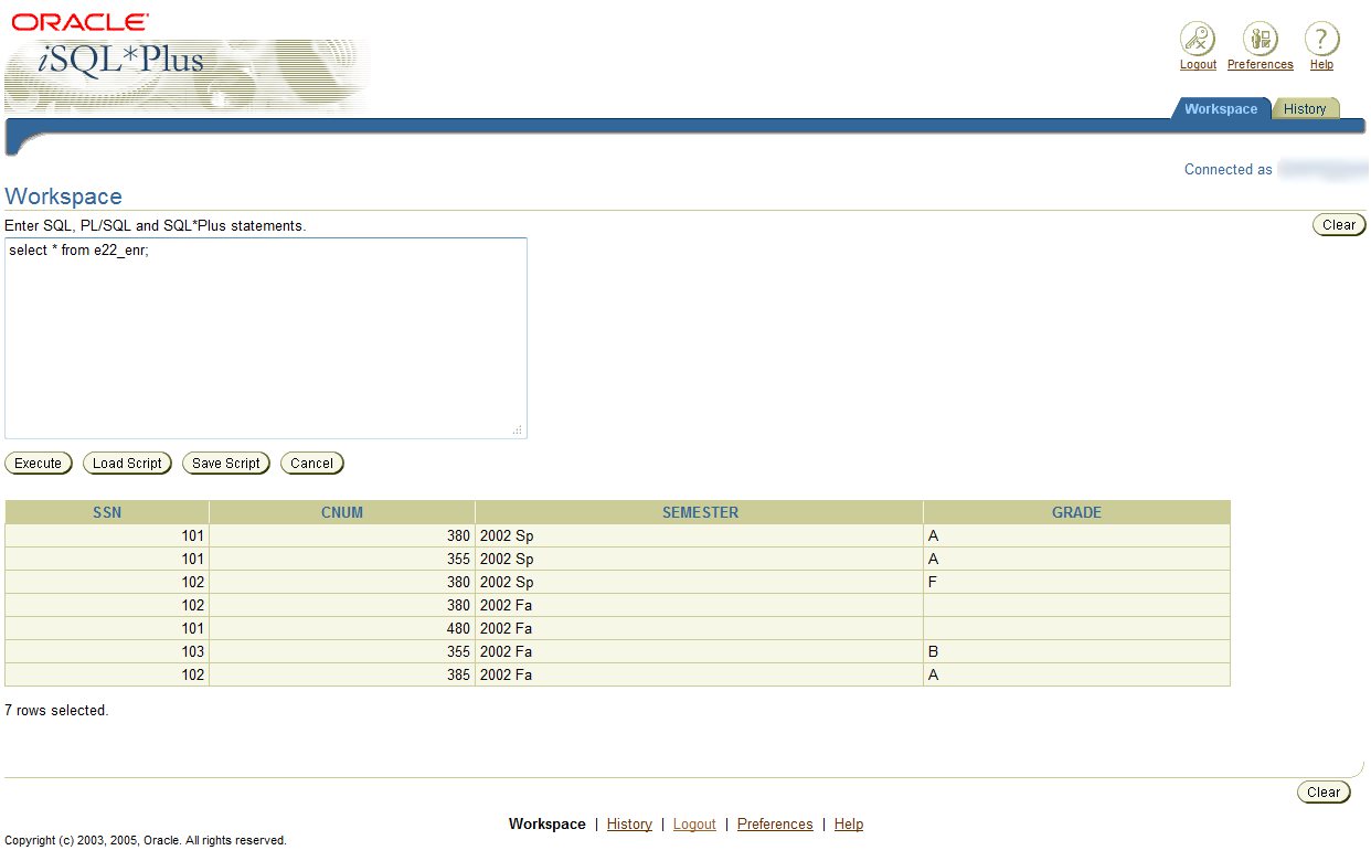 Oracle iSQL*Plus Overview ~ Defron.org: Technology, Security, Privacy