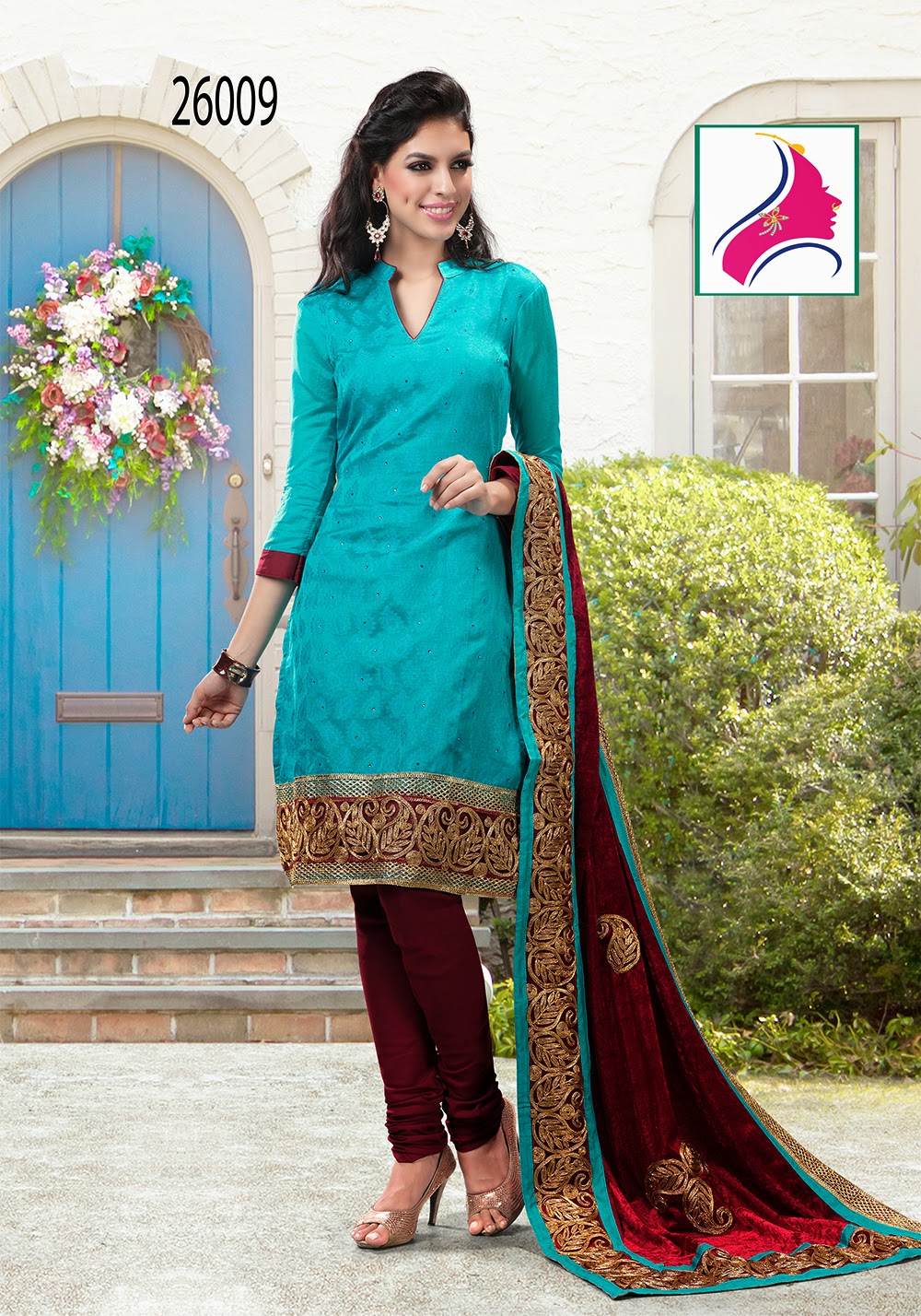 Shreeya Fashion: Banarasi chanderi border work dress materials dress