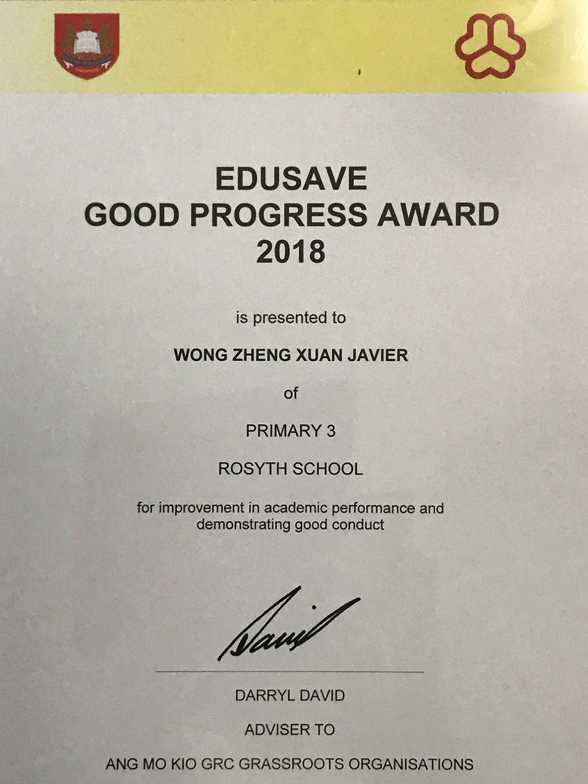 My Little Princess and Prince: 26 Jan 2019 - Edusave Good Progress Award