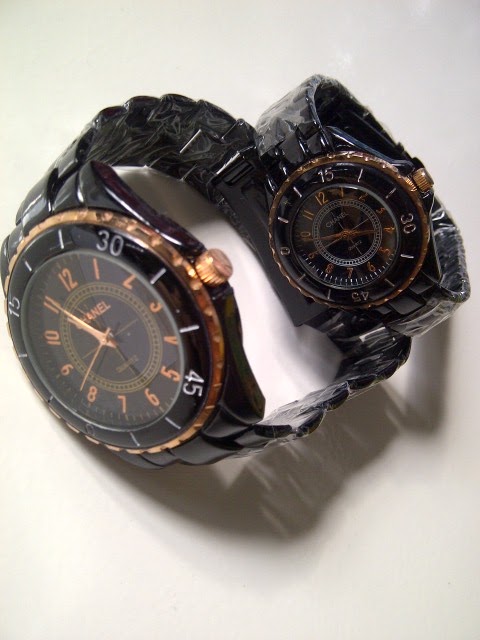 Jam Tangan CHANEL - Couple/ Pasangan - HItam Gold | PUSAT JAM JAKARTA