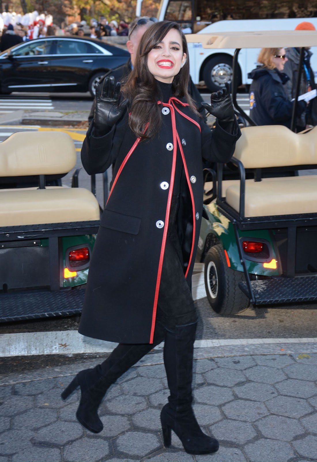 Leather Celebrities & Leather Ladies: Sofia Carson Leather Gloves