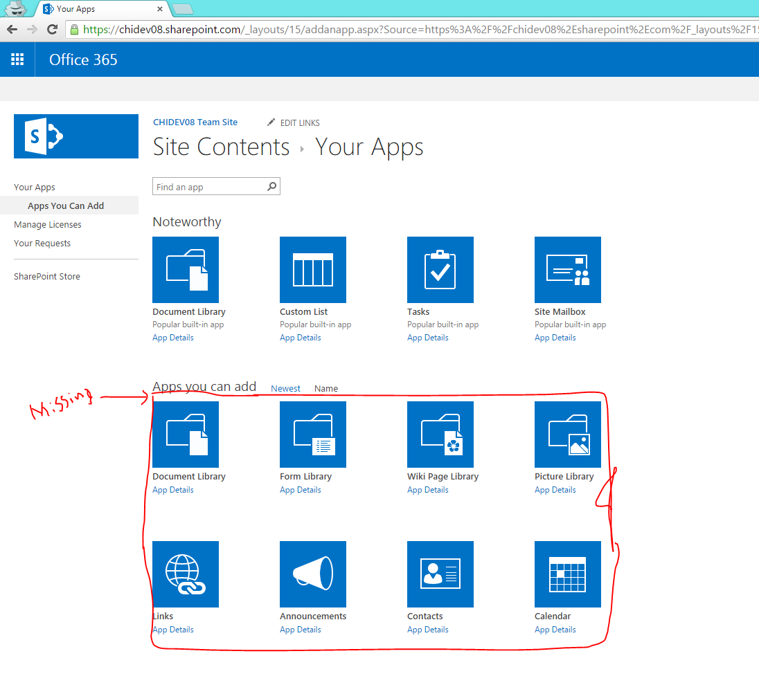 Missing “Apps you can add” with custom master page in SharePoint 2013